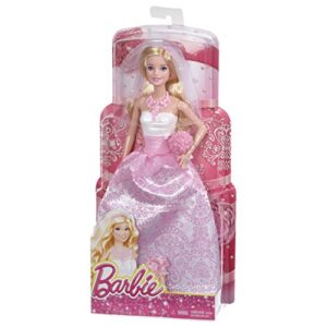 Barbie Bride Doll in Fairytale-Inspired White and Pink Wedding Dress with Ring, Veil and Bouquet, Blonde Hair