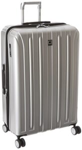 delsey paris titanium hardside expandable luggage with spinner wheels, silver, checked-large 29 inch,207183011