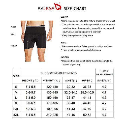 BALEAF Men's 3D Padded Bike Shorts Cycling Underwear MTB Liner Road Biking Bicycle Clothes Blue L