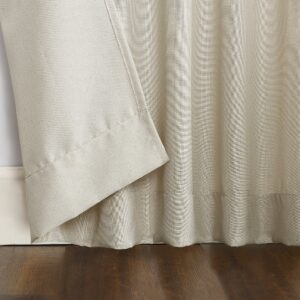 No. 918 Trevor Heathered Texture Semi-Sheer Tab Top Curtain Single Panel, 40" x 84", Ecru