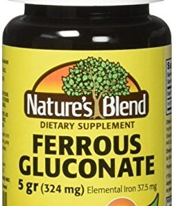 Nature`s Blend Ferrous Gluconate Tablets 324 mg, 100 Count (Pack of 2)