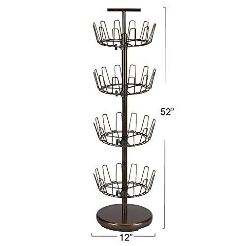 Household Essentials 2139-1 Metal Four-Tier Adjustable Revolving Shoe Rack | Holds up to 24 Pairs of Shoes | Antique Bronze Finish