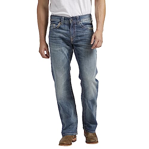 Silver Jeans Co. Men's Zac Relaxed Fit Straight Leg Jeans, Light Indigo, 36W x 30L