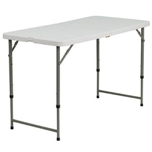 flash furniture 4-foot height adjustable bi-fold granite white plastic folding table