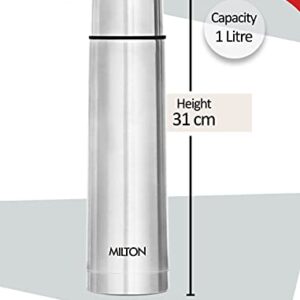 Milton Thermosteel Flip Lid Flask 500, Double Walled Vacuum Insulated 500 ml | 17 oz | 24 Hours Hot and Cold Water Bottle with Cover, 18/8 Stainless Steel, BPA Free, Food Grade, Leak-Proof | Silver