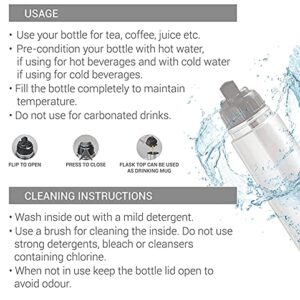 Milton Thermosteel Flip Lid Flask 500, Double Walled Vacuum Insulated 500 ml | 17 oz | 24 Hours Hot and Cold Water Bottle with Cover, 18/8 Stainless Steel, BPA Free, Food Grade, Leak-Proof | Silver