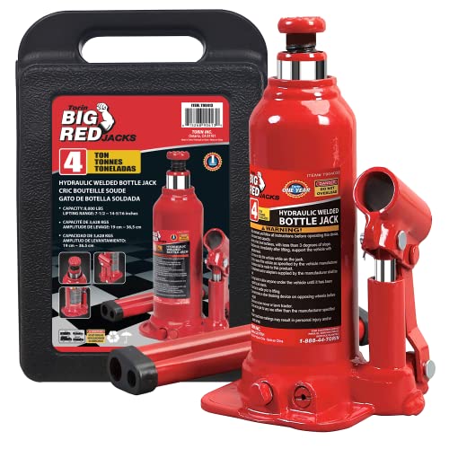 Torin T90413 Big Red Hydraulic Bottle Jack with Carrying Case, 4 Ton (8,000 lb) Capacity