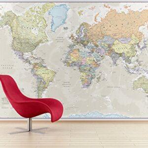 Maps International - Giant World Map Mural - Mega-Map Of The World Wallpaper - 91 x 62 - Classic colours