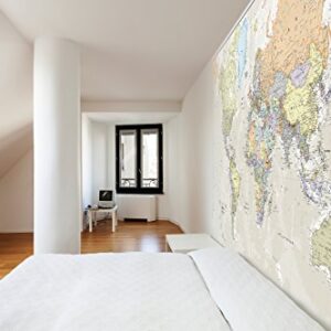 Maps International - Giant World Map Mural - Mega-Map Of The World Wallpaper - 91 x 62 - Classic colours