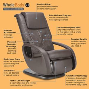 Human Touch WholeBody 7.1 Living Room Recliner Massage Chair - Full Body Professional Grade Personal Massage - Relaxation w Heat for Targeted Stress + Muscle Pain Relief with Foot Calf - Espresso