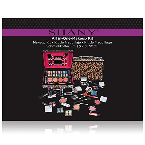 SHANY Carry All Makeup Train Case with Pro Makeup Set, Makeup Brushes, Lipsticks, Eye Shadows, Blushes, and more - Leopard