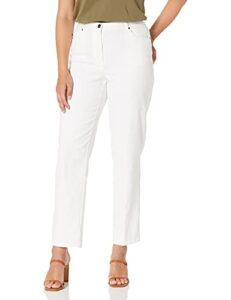 ruby rd. women's classic flat front denim jean, white, 16