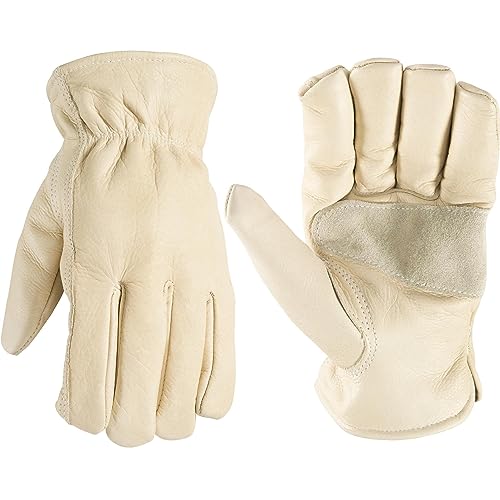 Wells Lamont Leather Work Gloves with Reinforced Palm, DIY, Yardwork, Construction, Motorcycle, XXX-Large (Wells Lamont 1130XXX) , Tan Beige