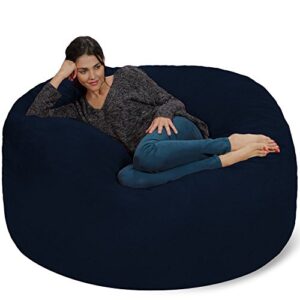 chill sack bean bag chair: giant 5' memory foam furniture bean bag - big sofa with soft micro fiber cover - navy