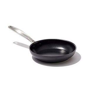 oxo good grips pro 8" frying pan skillet, 3-layered german engineered nonstick coating, dishwasher safe, oven safe, stainless steel handle, black