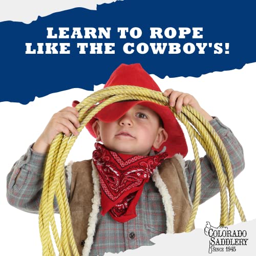 Colorado Saddlery Kid's Lariat | Pro Feel Lasso | Genuine Honda Knot | Cowboy & Cowgirl Rope, Biege, 5/16" x 25' (15-26)