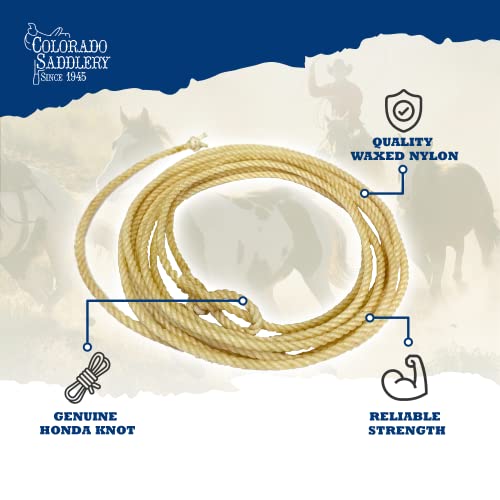 Colorado Saddlery Kid's Lariat | Pro Feel Lasso | Genuine Honda Knot | Cowboy & Cowgirl Rope, Biege, 5/16" x 25' (15-26)