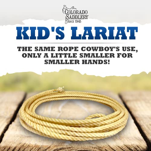 Colorado Saddlery Kid's Lariat | Pro Feel Lasso | Genuine Honda Knot | Cowboy & Cowgirl Rope, Biege, 5/16" x 25' (15-26)