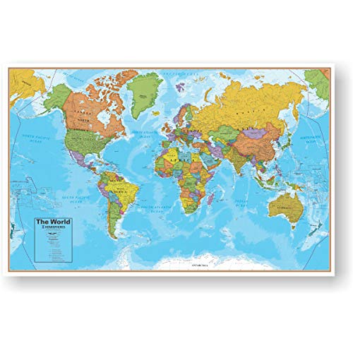 Waypoint Geographic World ScrunchMap, Portable, Easy-to-Store Map of the World, Water and Tear-Resistant Map, Eco-Conscious Unique Gifts, Storage Bag Included, 24" H x 36" W