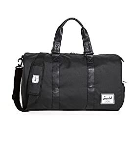 Herschel Novel Duffel Bag, Black/Black Synthetic Leather, Classic 42.5L