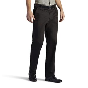 lee men's extreme motion flat front regular straight pant black 34w x 32l