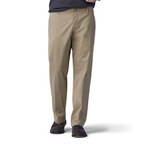 lee men's extreme motion flat front regular straight pant original khaki 36w x 30l