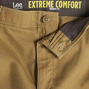 Lee Men's Extreme Motion Flat Front Regular Straight Pant Original Khaki 36W x 30L