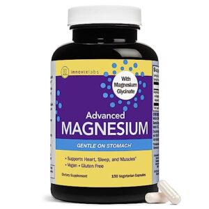 innovixlabs advanced magnesium, high absorption magnesium glycinate & magnesium malate, highly bioavailable chelated magnesium, 210 mg per serving, soy & gluten-free, non-gmo & vegan, 150 capsules