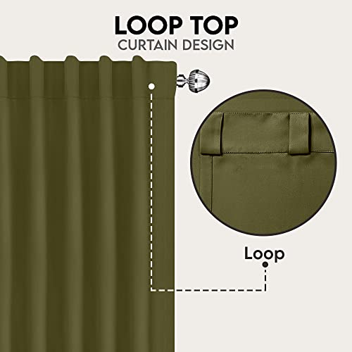 Utopia Bedding Curtain for Bedroom - Rod Pocket Blackout Curtains 84 Inch Length 2 Panels Set - Thermal Curtains & Drapes for Living Room, Bedroom, 52W x 84L Inches, Olive