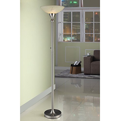 Artiva USA 71-inch Compact Fluorescent Torchiere Floor Lamp with Hand-Painted Alabaster Glass Shade