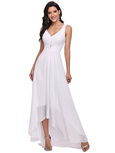 Ever-Pretty Women's High Low Wedding Guest Dress 16 US White