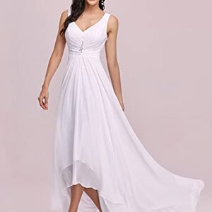 Ever-Pretty Women's High Low Wedding Guest Dress 16 US White