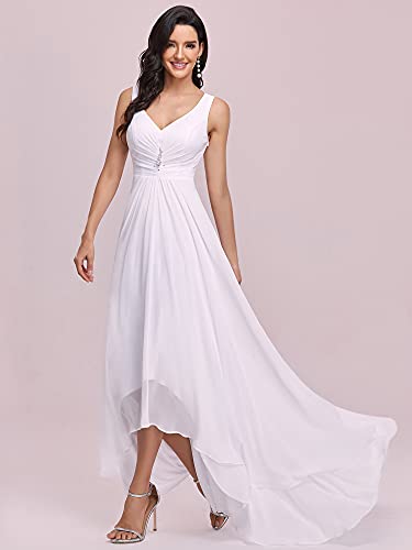 Ever-Pretty Women's High Low Wedding Guest Dress 16 US White