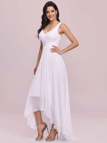 Ever-Pretty Women's High Low Wedding Guest Dress 16 US White