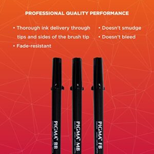 SAKURA Pigma Professional Brush Pens - Archival Black Ink Pens - Pens for Lettering, Modern Calligraphy, or Drawing - Brush Nibs - 3 Pack