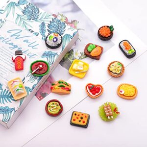 80 Pieces Micro Food & Drink Bottle Toys Mix Random Loaded Fake Doll House Kitchen Accessories Mini Play Fake Resin Doll House (Burger, Pizza, Cake, Ice Cream, Bread)