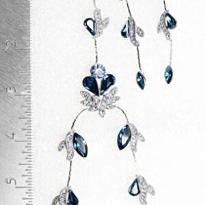 Faship Gorgeous Dark Blue Crystal Floral Necklace Earrings Set - Navy Blue