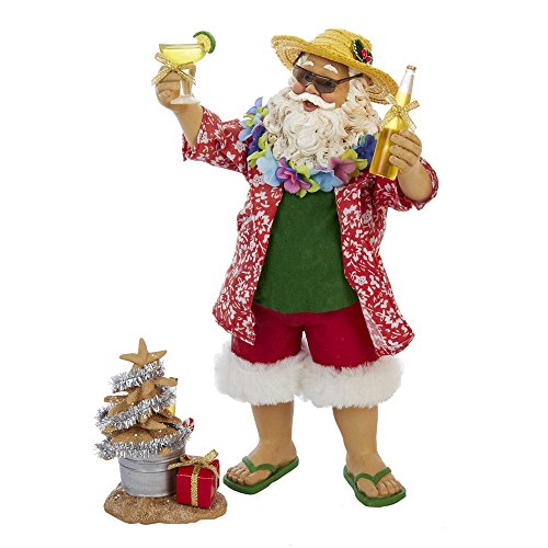 Kurt Adler Fabriche' Beach Santa, 10-Inch, 2-Piece set