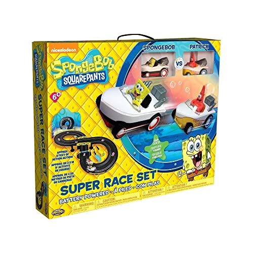 NKOK SpongeBob Hot Rod Boat Slot Car Race Set 2531, Contains 8 Feet of Track, Dual Players, Great Item for Kids to Play with, Features a Lap Counter, Ages 6 and up