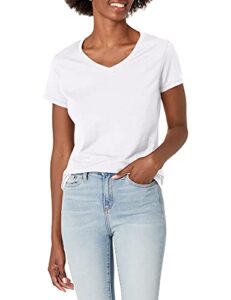 hanes women's x-temp v-neck tee, white, medium