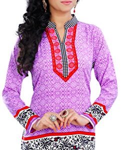 Maple Clothing India Tunic Top Kurti Women's Printed Indian Apparel (Lavender, S)