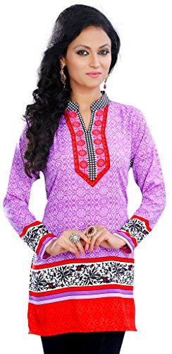 Maple Clothing India Tunic Top Kurti Women's Printed Indian Apparel (Lavender, S)