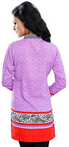 Maple Clothing India Tunic Top Kurti Women's Printed Indian Apparel (Lavender, S)