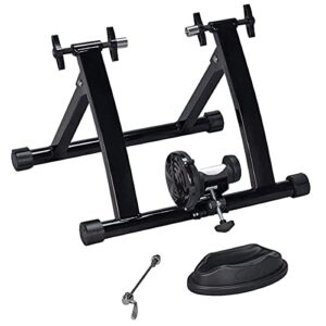 yaheetech magnetic bike trainer stand premium steel bike bicycle indoor exercise bike stationary workout trainer stand fits for 26in-28in, 700c wheels