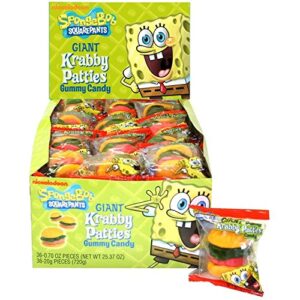 spongebob squarepants giant krabby patties gummy candy (pack of 36)