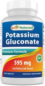 best naturals potassium gluconate supplement 595 mg tablet, 250count