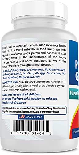 Best Naturals Potassium Gluconate Supplement 595 Mg Tablet, 250Count