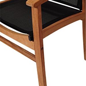 Amazonia Georgetown 9 Piece Teak Extendable Rectangular Dining Set with Black Sling Chairs