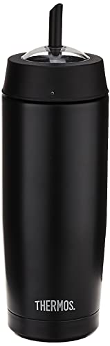 Thermos 18 Ounce Vacuum Insulated Cold Cup with Straw, Black