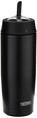 Thermos 18 Ounce Vacuum Insulated Cold Cup with Straw, Black